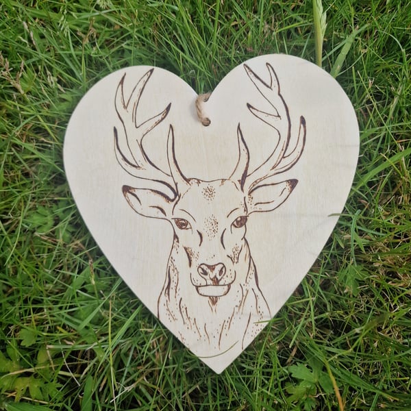 Stag heart hanger, decoration, deer. - Folksy