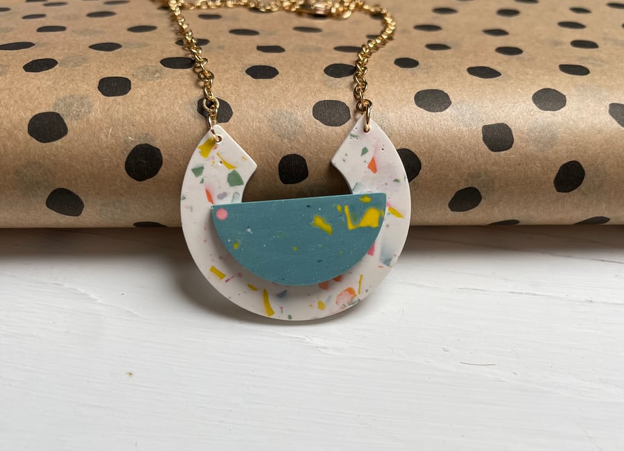Geometric Jesmonite Necklace - Folksy