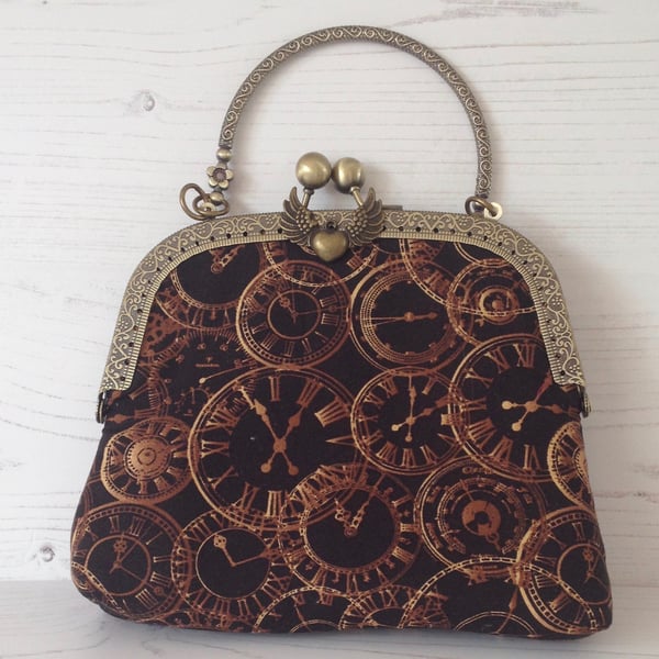 Steampunk Time Frame Handle Clutch Bag - Folksy