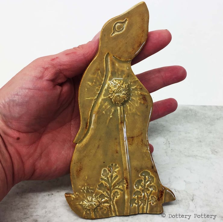 Ceramic Moon Gazing Hare Pottery Hare decoratio... - Folksy