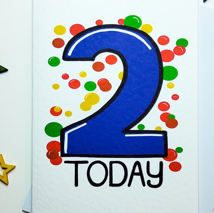 2 TWO TODAY Birthday Card for Two Year Old Baby... - Folksy