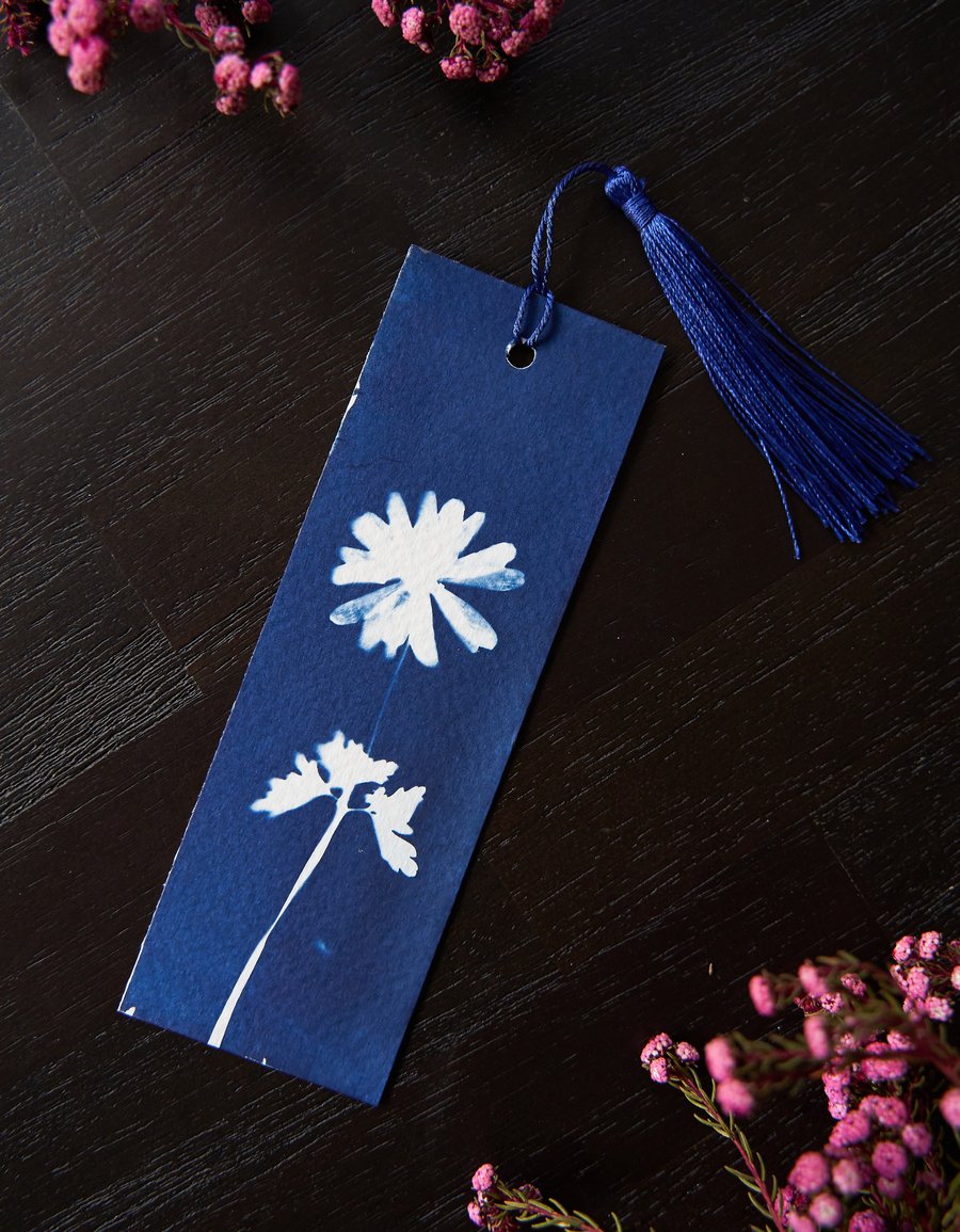 bookmark "Anemone", original cyanotyp... - Folksy