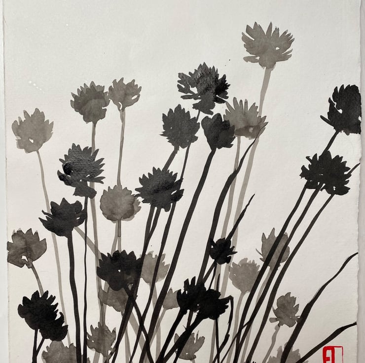 Garden Chives, shadow painting, original art, s... - Folksy