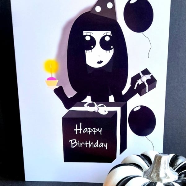Goth Girl Happy Birthday Card - Folksy