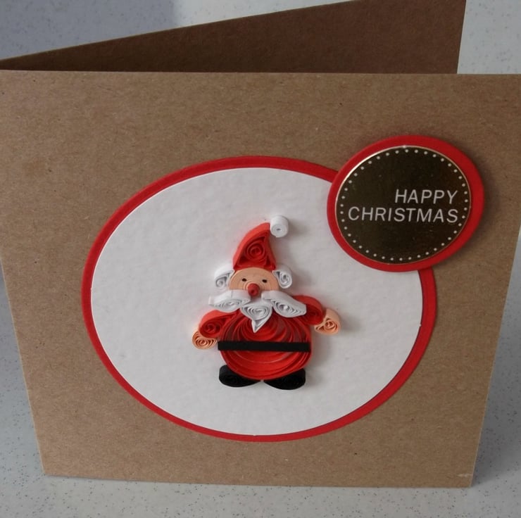 Quilled Christmas card, paper quilling, Santa, ... - Folksy