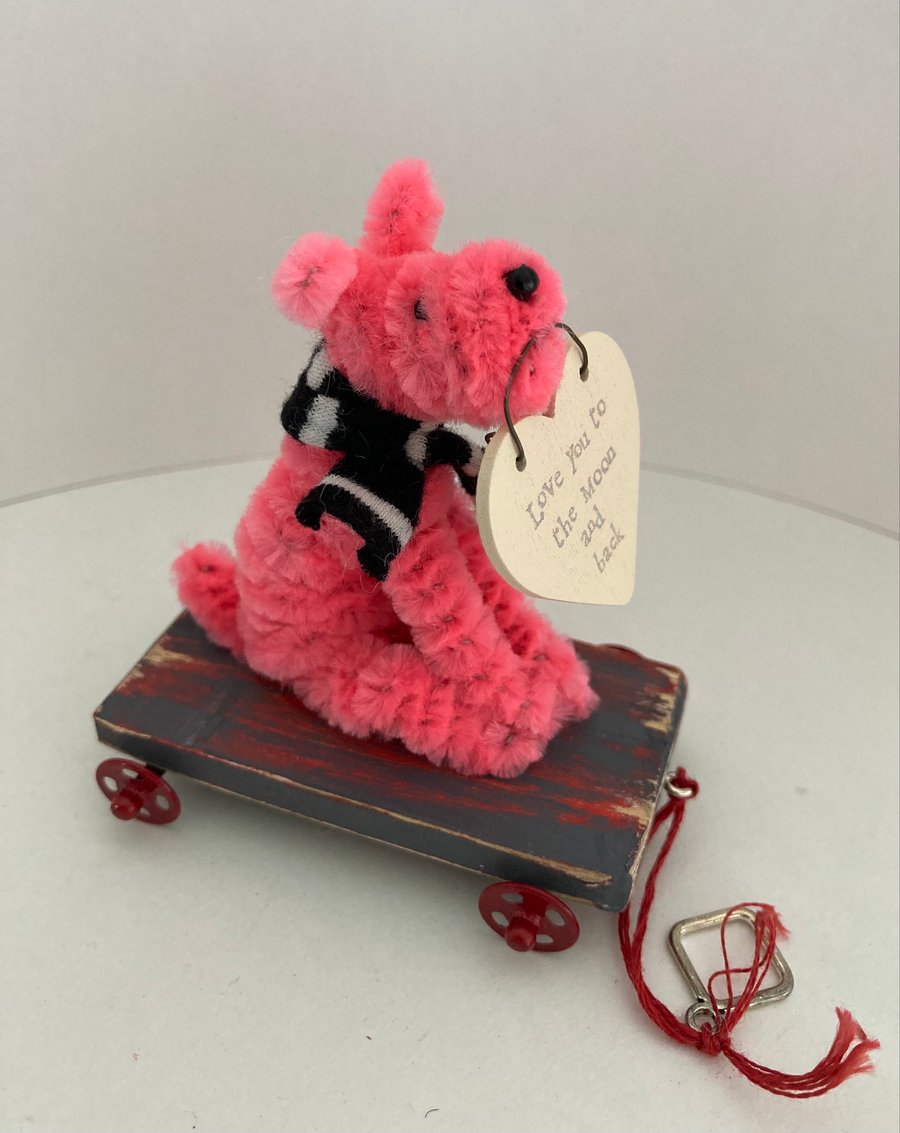 Miniature Handmade Dog on a Trolley with a Spec... - Folksy