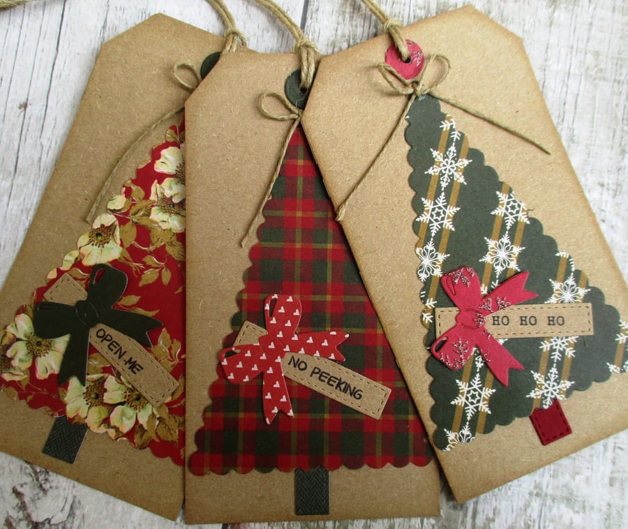 Christmas Tree Large Gift Tags set of 3 - Folksy