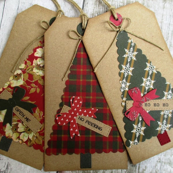 Christmas Tree Large Gift Tags set of 3 - Folksy