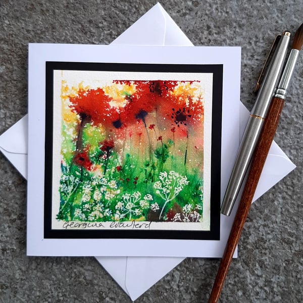 Blank Handpainted Card. Ragged Poppies. The Car... - Folksy