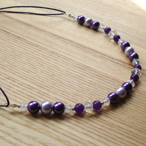 Purple Sparkle Bead Necklace - Folksy