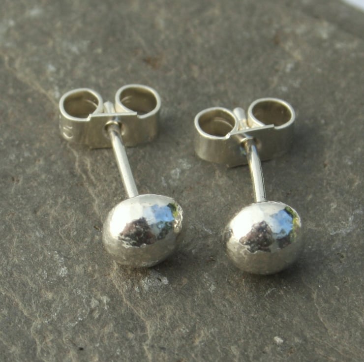 sterling silver nugget studs , small studs - Folksy