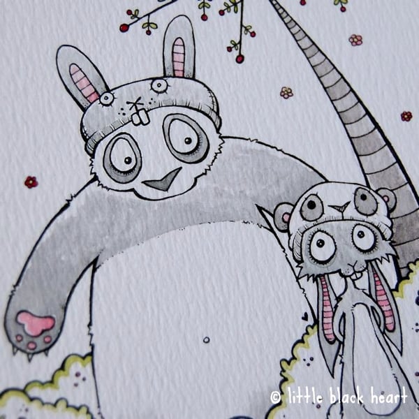 rabbit in a panda hat (meets a panda in a rabbi... - Folksy