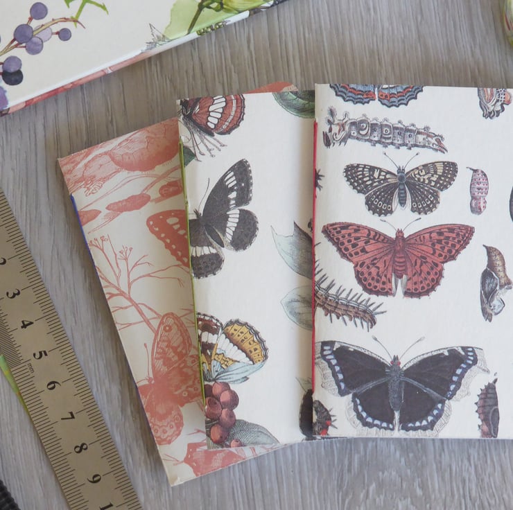 Set of three handbound small A7 notebooks with ... - Folksy