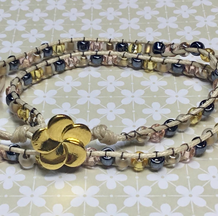 Double Wrap Bracelet Beaded Bracelet - Folksy