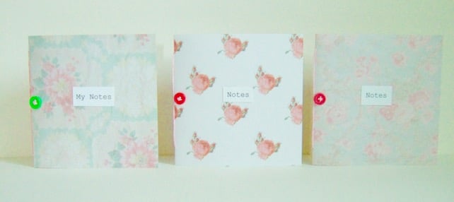 Vintage Floral Mini Notebooks, Handmade Noteboo... - Folksy