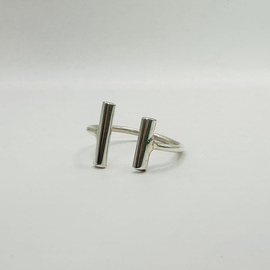 Parallel bar silver ring - Folksy
