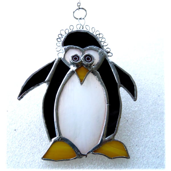 Penguin Suncatcher Stained Glass King the Penguin - Folksy