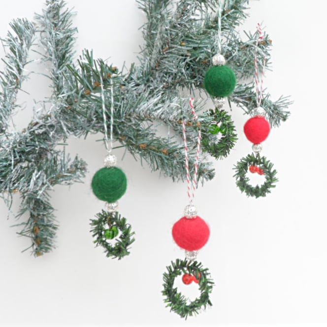 Christmas tree decorations, felted ball, bead a... - Folksy