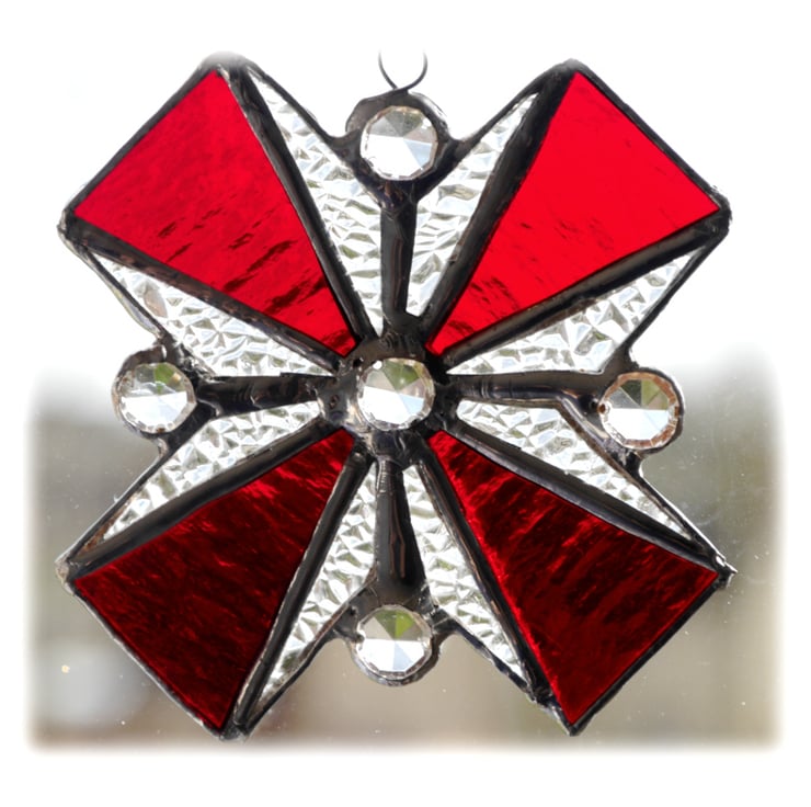 Cross Medal Suncatcher Stained Glass George - Folksy