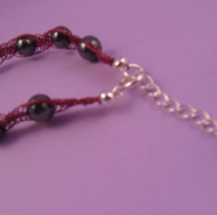 Haematite Red Macrame Bracelet - Folksy
