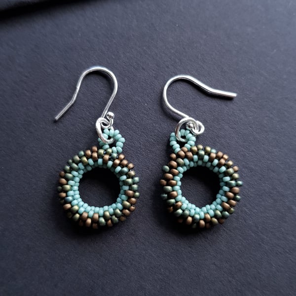 Beaded Loop Earrings in Earthy Tones. - Folksy