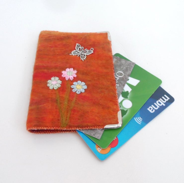 Felted Card Wallet for Business cards, credit c... - Folksy