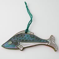 Fish Decoration made from pottery, blue fish wa... - Folksy