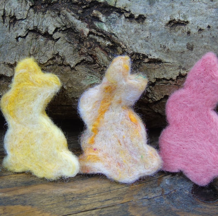 6 Needlefelt rabbits wool rabbit for applique b... - Folksy