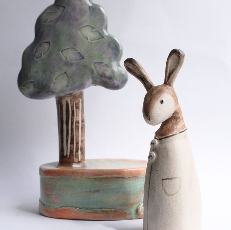 Quizzical Hare - brown hare sculpture rustic wo... - Folksy