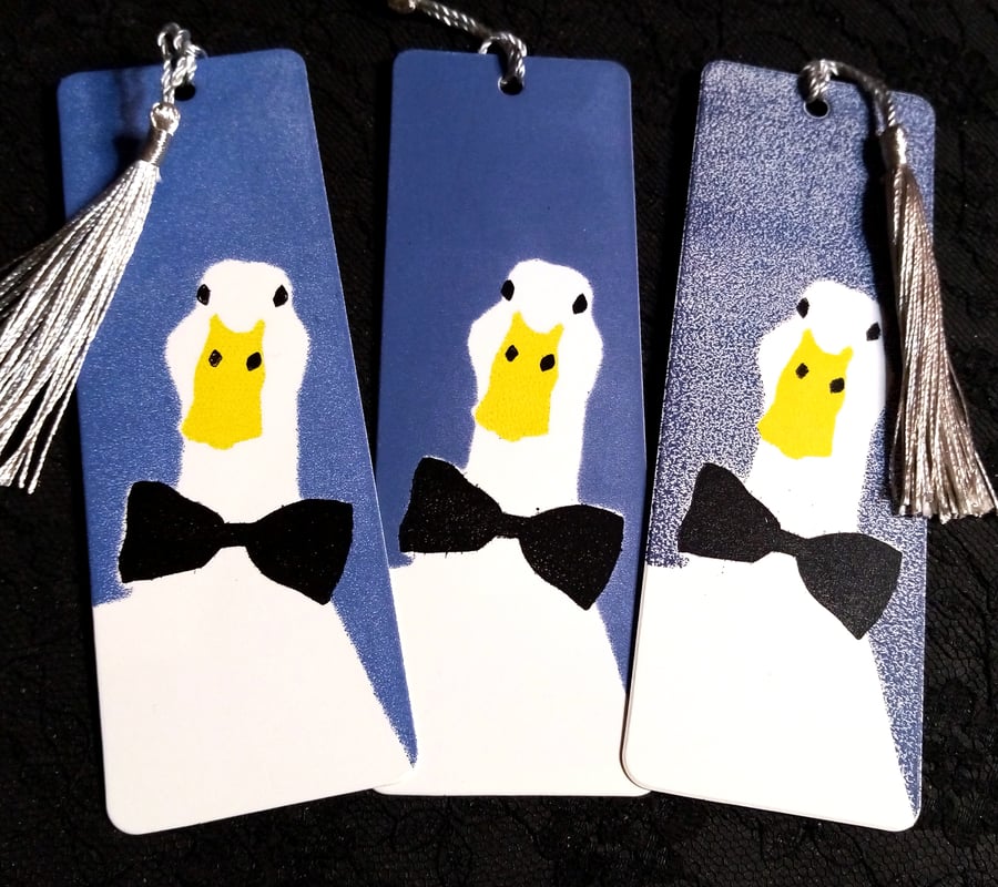 Dapper Duck Hand Printed Card Bookmark with Tassle - Folksy