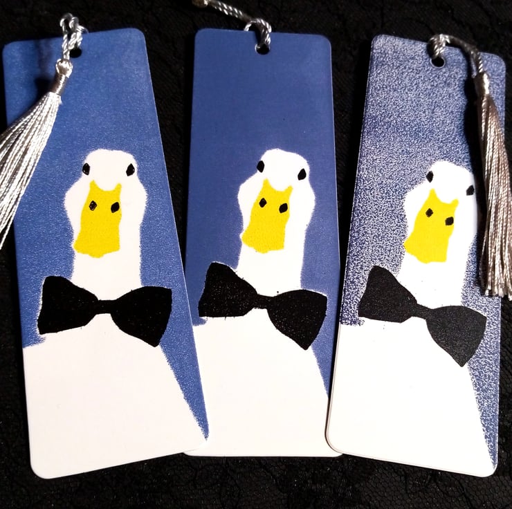 Dapper Duck Hand Printed Card Bookmark with Tassle - Folksy