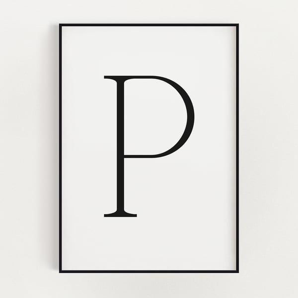 LETTER P PRINT, Minimalist Wall Art, Letter P P... - Folksy