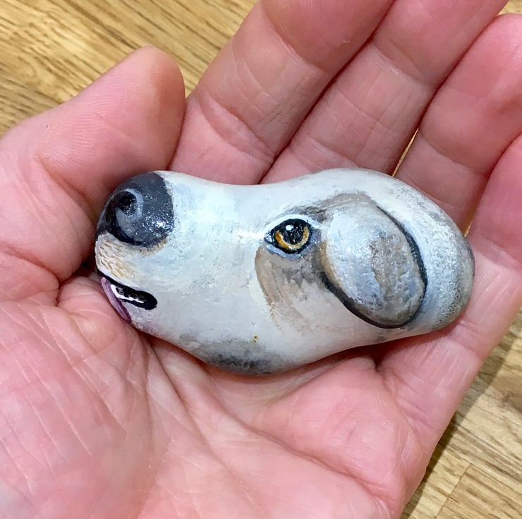Dog shaped rock stone painting pet gift pebble - Folksy
