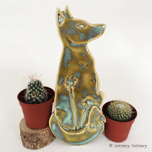 Pottery Fox hanging decoration Ceramic Fox Moon... - Folksy