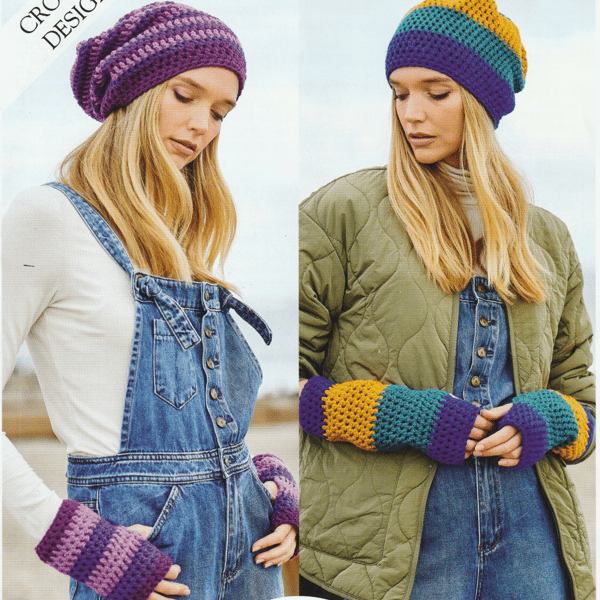 VINTAGE CROCHET PATTERN Ladies Hat and Mitts - Folksy
