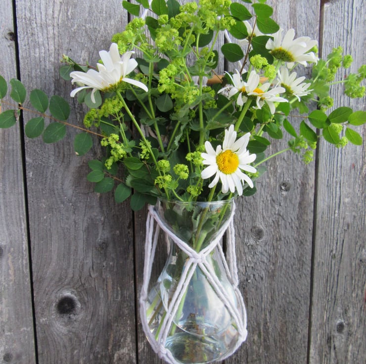 Macrame vase wall decor, flower holder, indoor ... - Folksy