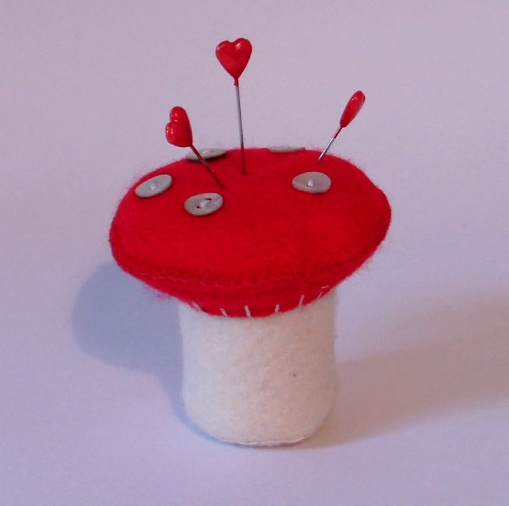 Toadstool pin cushion,pin cushion,fairy toadsto... - Folksy