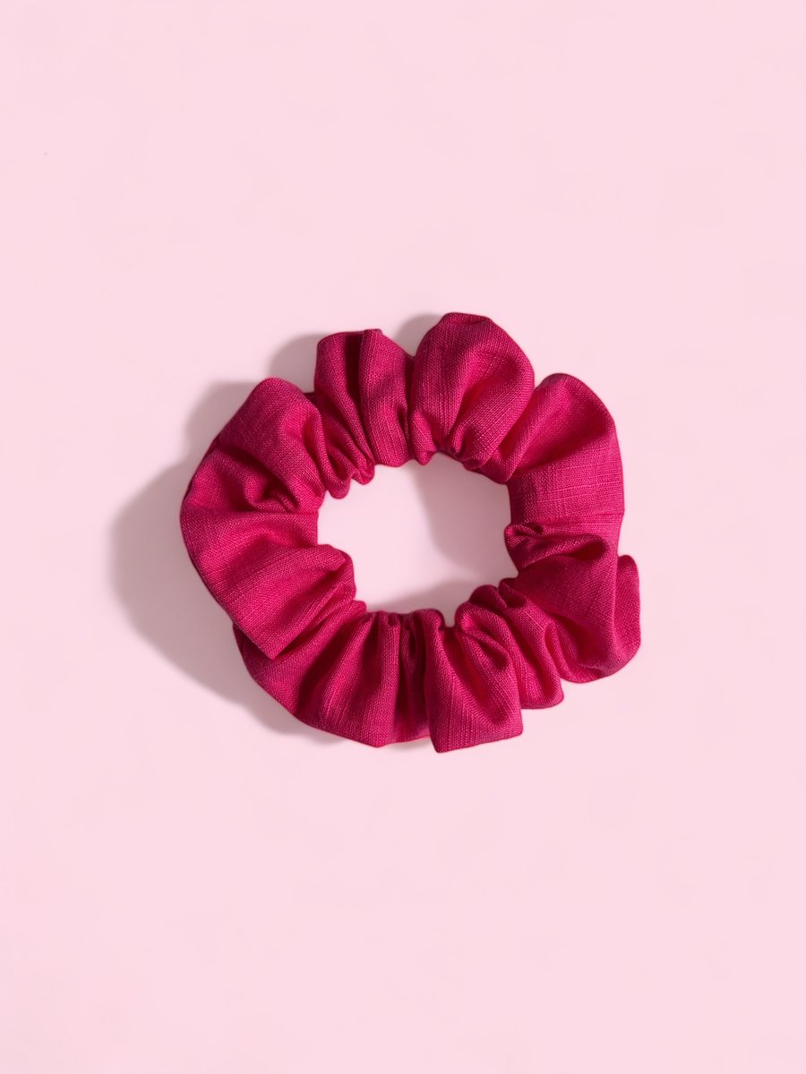 Hot Pink 100% Linen Scrunchie - Folksy