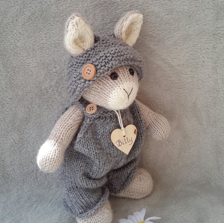 Billy Bunny, Hand knitted Rabbit, Dressed Anima... - Folksy