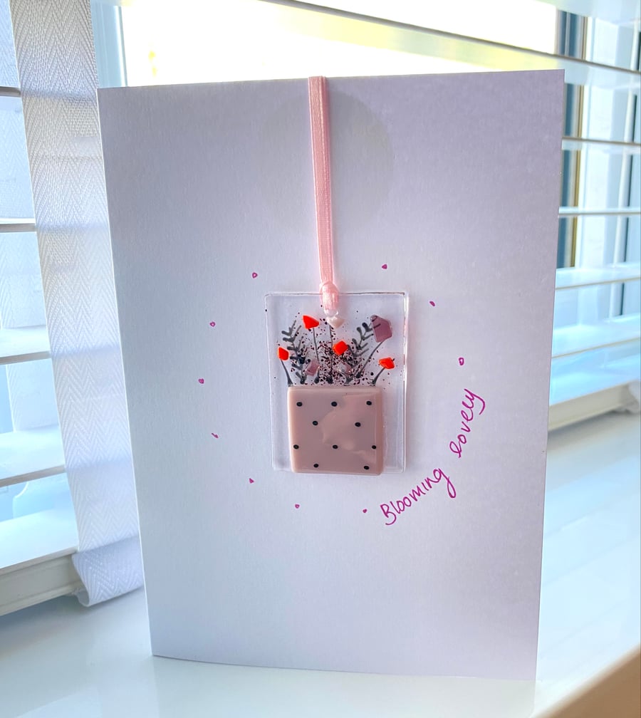 Pretty fused glass keepsake card - Folksy