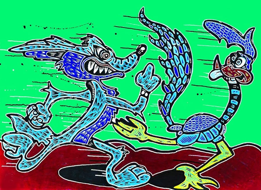 ROAD RUNNER PRINT GREEN - Folksy