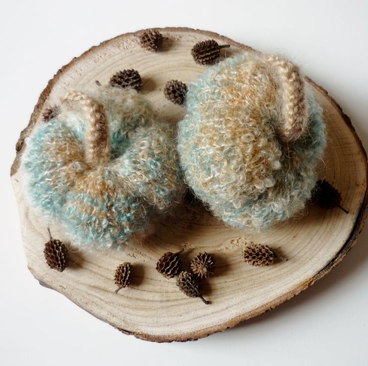 Knitted fuzzy pumpkin - Blue Christmas - Winter... - Folksy