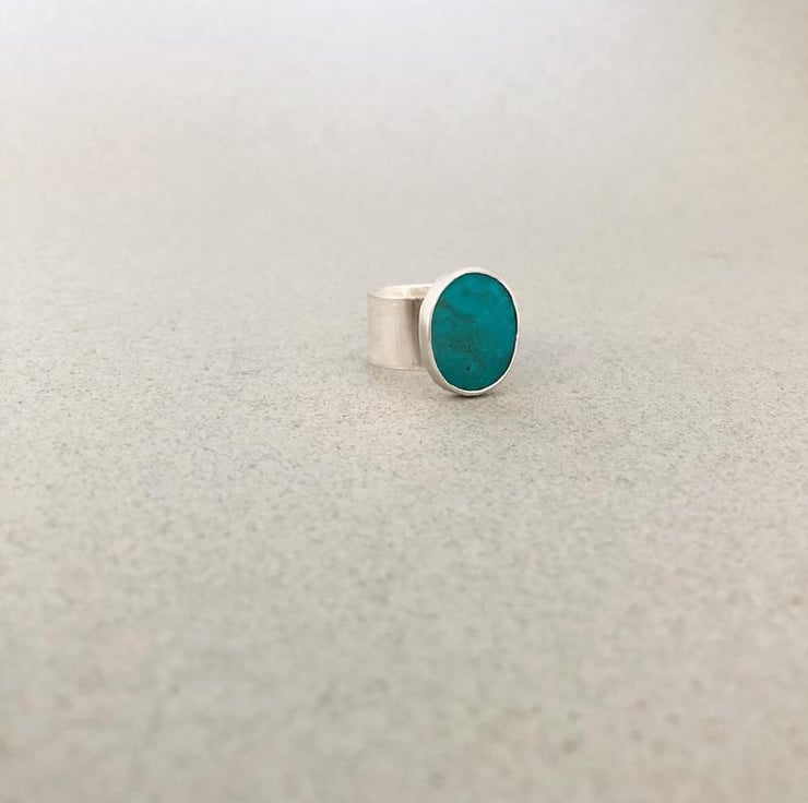 Large Turquoise Ring - Wide Band Ring with Turq... - Folksy