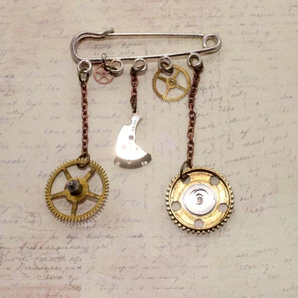 Vintage Cogs Kilt Pin Steampunk Brooch Unisex Mens - Folksy