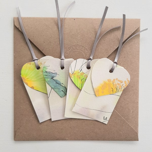 Handpainted Gift Tags. Hand Cut Pastel, Yellow ... - Folksy