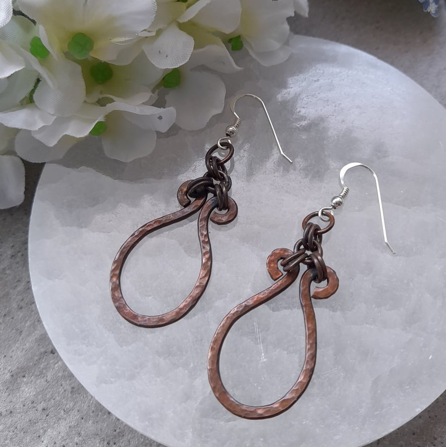 Copper Drop Earrings Vintage Style - Folksy