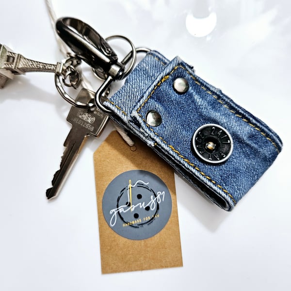 Denim key charms, jeans key ring, sustainable a... - Folksy