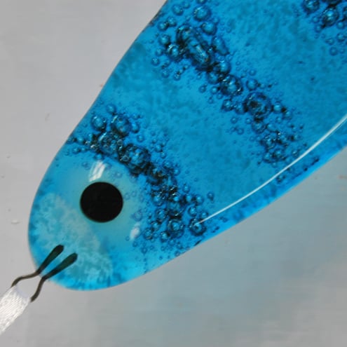 Stripy Fused Glass Fish Decoration - Folksy