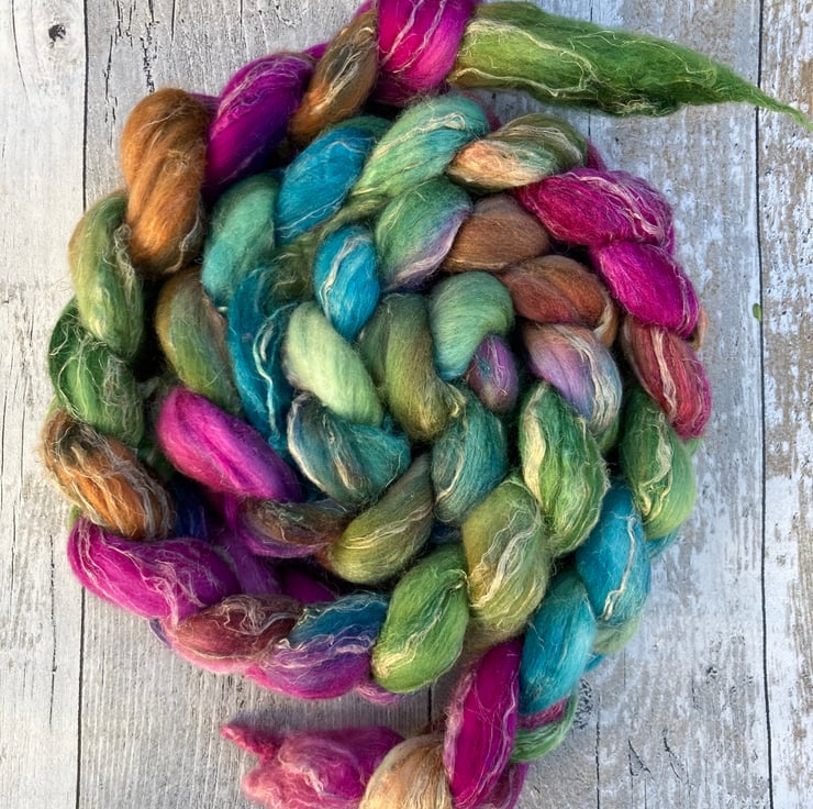 Merino Silk Linen Spinning fibre 100g Quick flame - Folksy