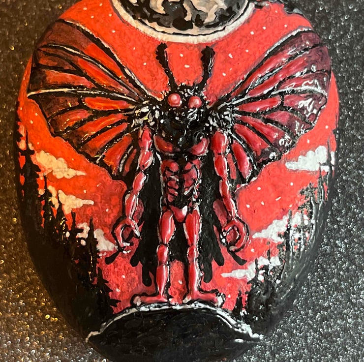 Hand painted Mothman stone - Folksy